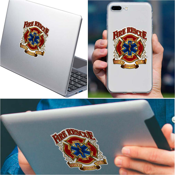 Fire Rescue Gold Shield Premium Reflective Decal - Shop Erazor Bits